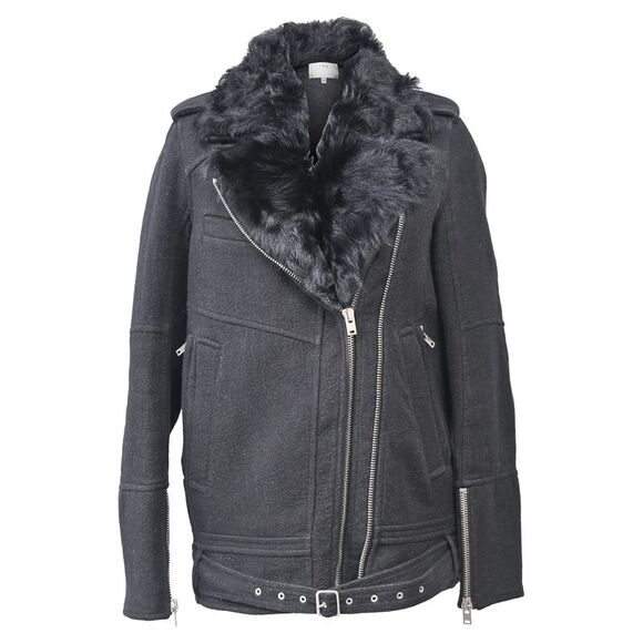 IRO | Jackets & Coats | Iro Black Shearlingtrimmed Jacket | Poshmark